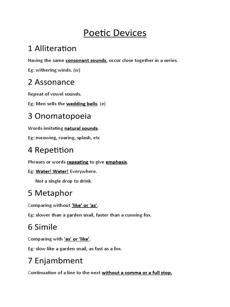 Key Poetic Devices Explained | PDF