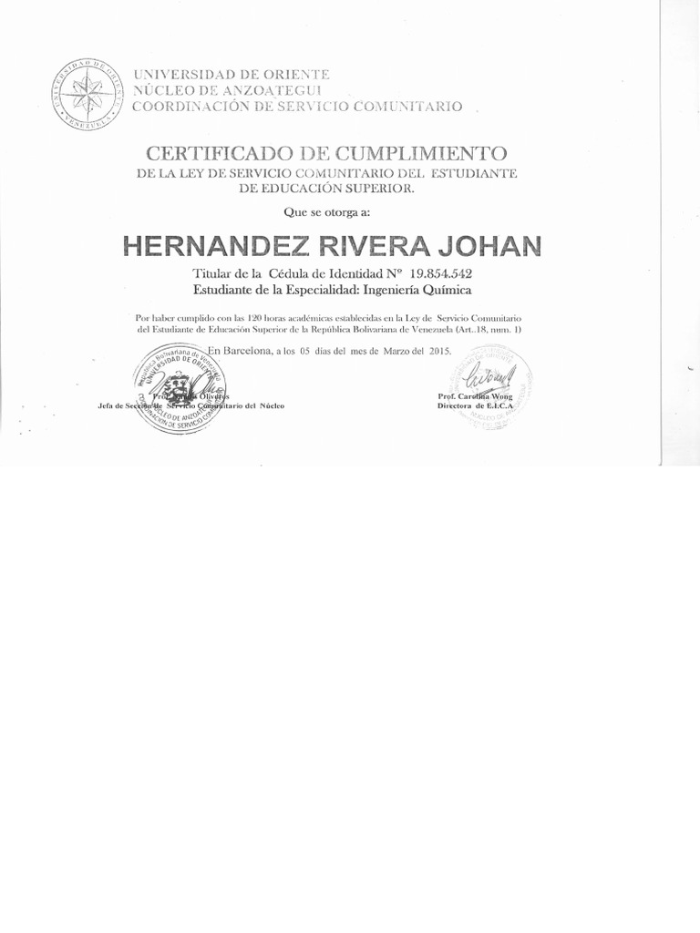 Documentos de Certificacion de Johan Daniel Hernandez Rivera | PDF