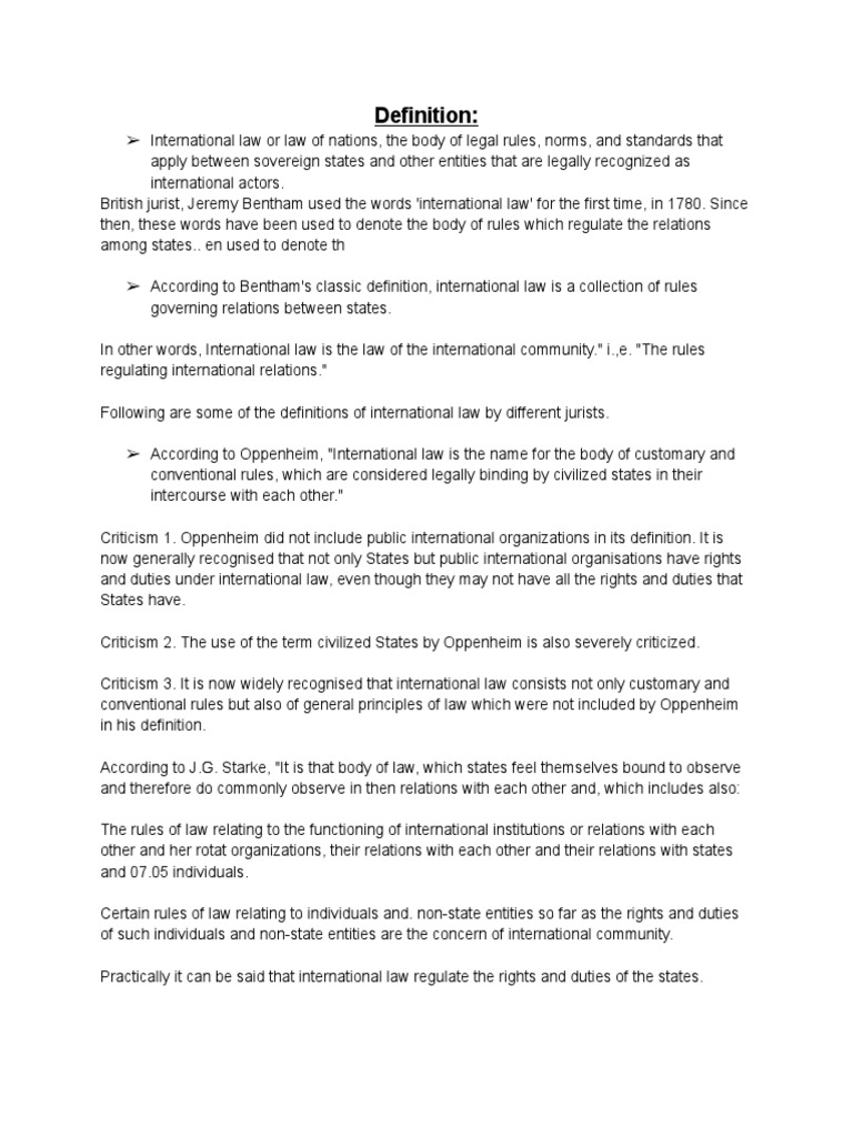 Definition International Law | PDF