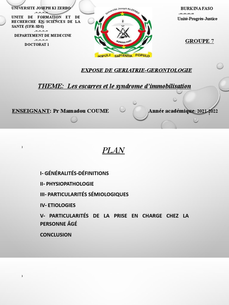 GROUPE 7 escarres et syndrome d'immobilisation | PDF | Constipation ...