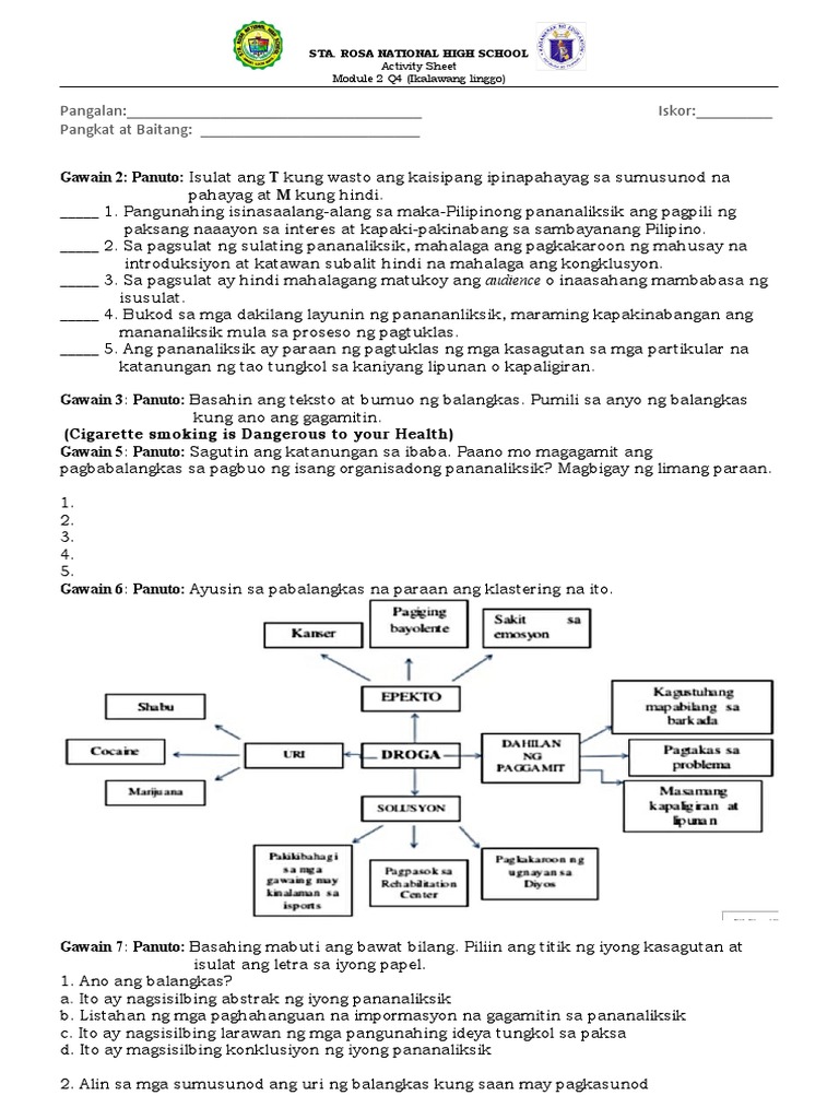 Q4 Filipino Activity Sheets Edited | PDF
