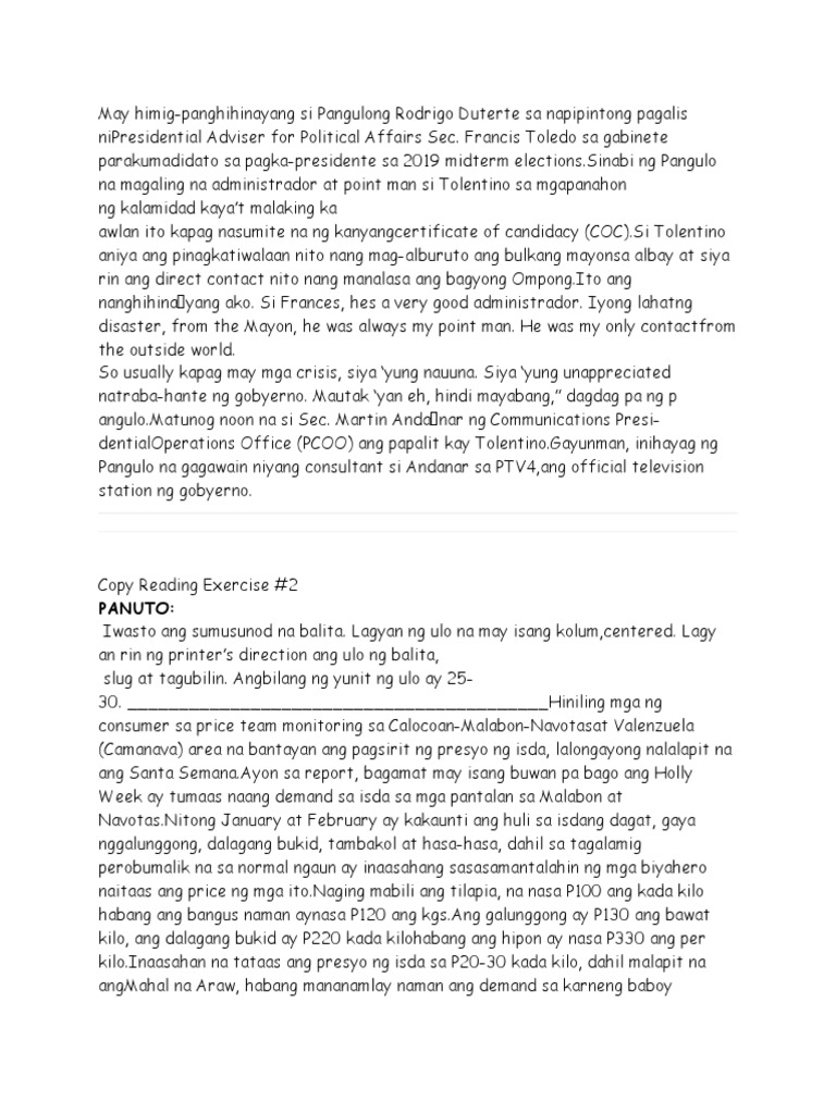 Copy Reading-Fil-Exercises | PDF