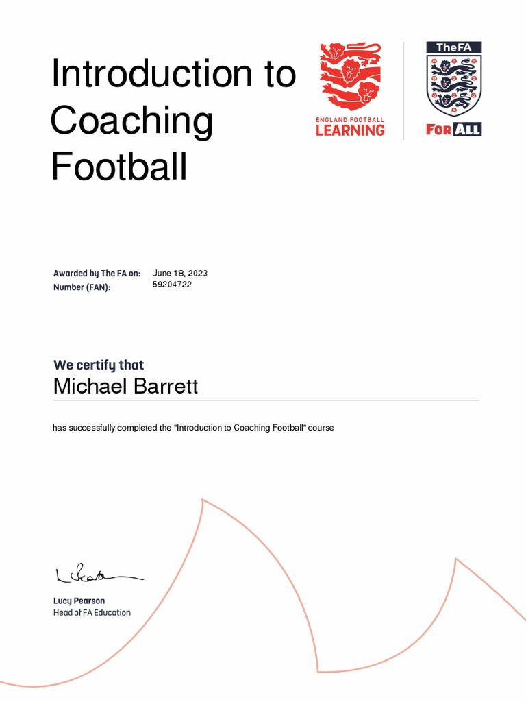 Introduction to Coaching Football (Level 1) | PDF