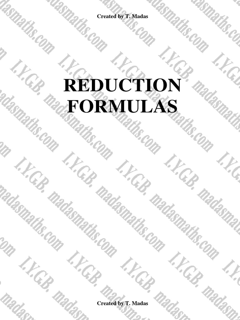 Reduction Formulas Download Free Pdf Functions And Mappings Mathematical Physics