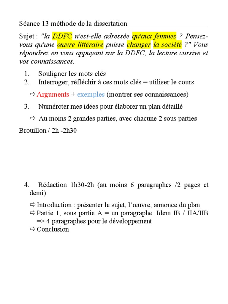 Séance 13 Méthode de La Dissertation | PDF