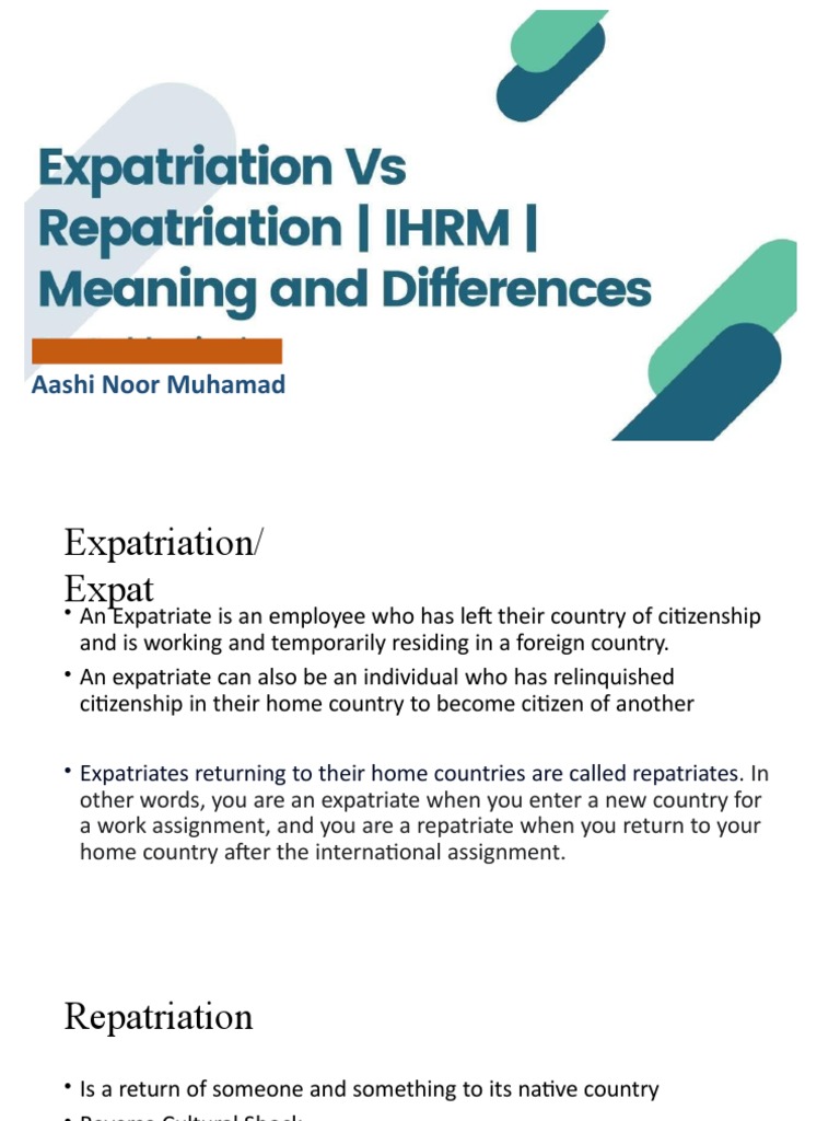 Expatriation and Repatriation Explained | PDF