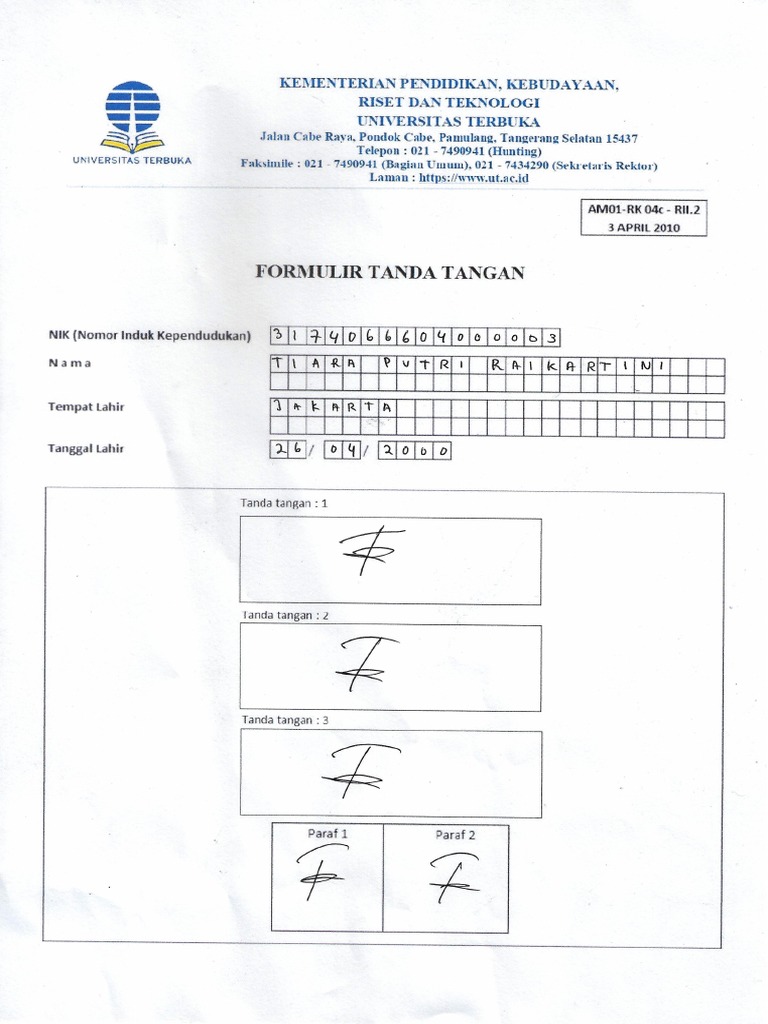 Formulir Tanda Tangan | PDF