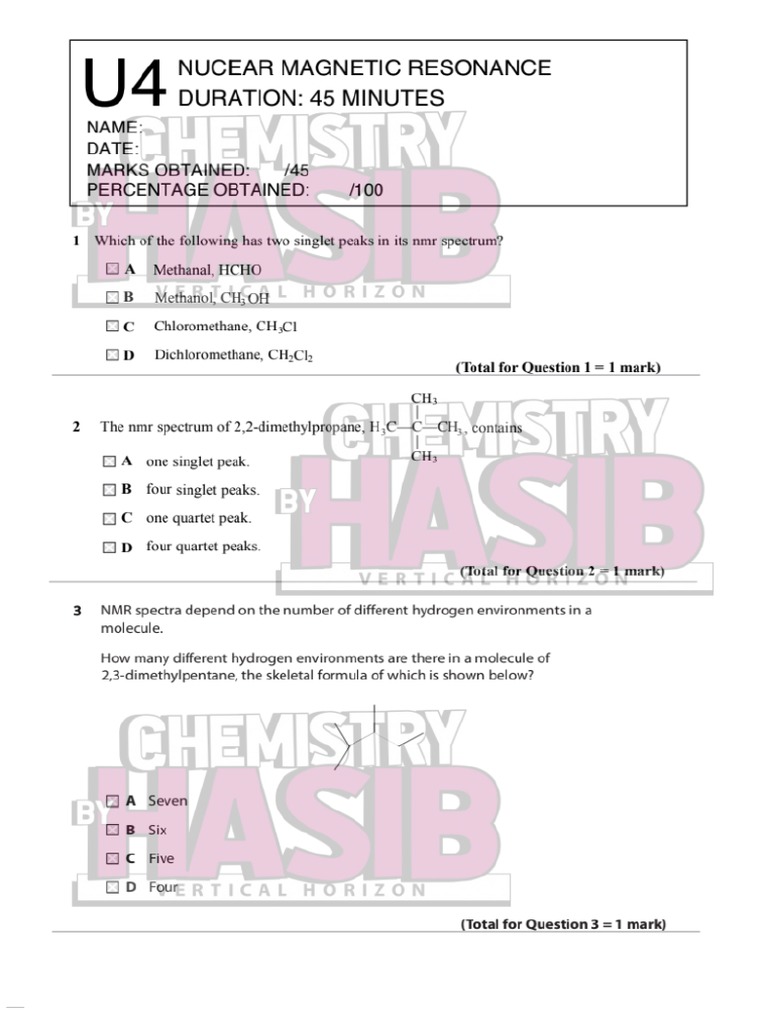 NMR Practice Paper | PDF