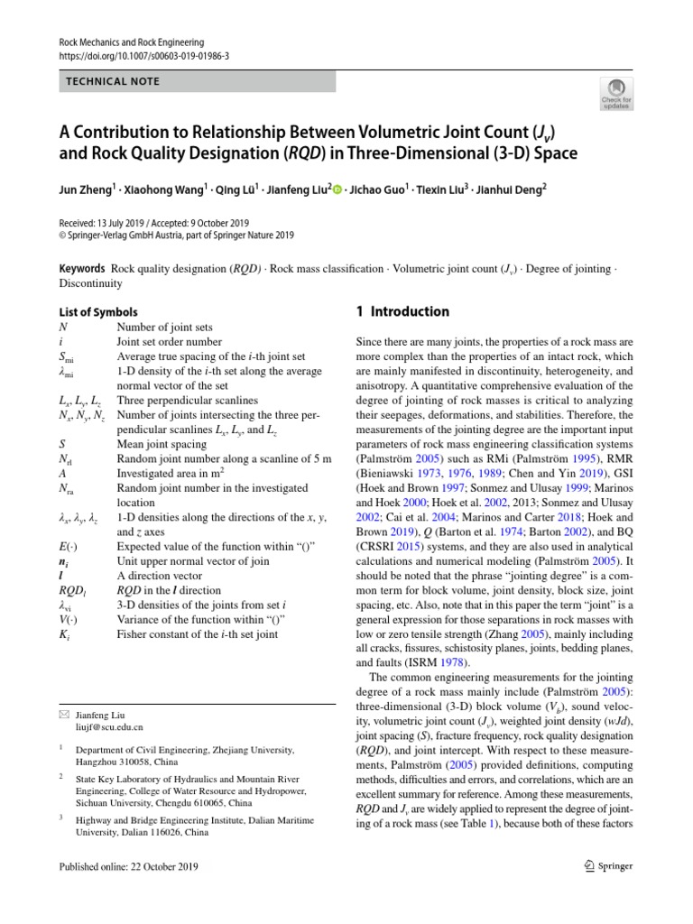 A Contribution to Relationship Between Volumetric Joint Count (Jv) and ...