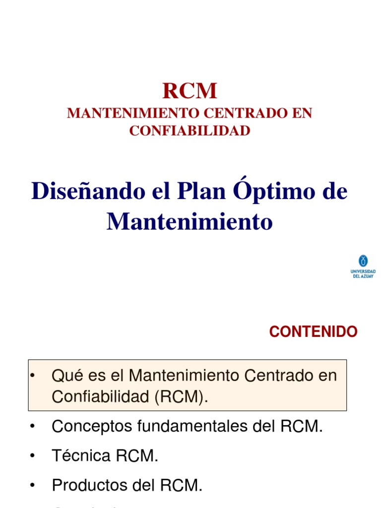 MG1004 RCM Mantenimiento Centrado en Confiabilidad 001 | PDF | Tecnología