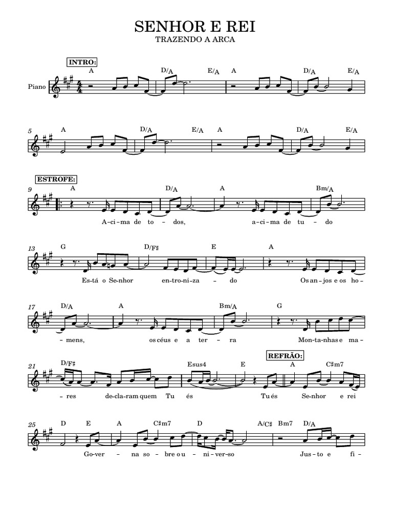 Toque+No+Altar+ SENHOR+E+REI+ +++cifra+ +Melodia+e+Letra | PDF