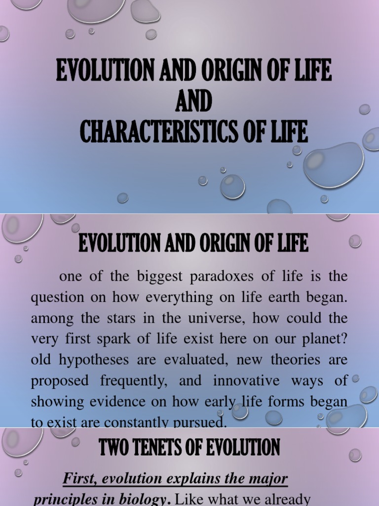 Origin and Evolution of Life Explained | PDF | Wellness | Science ...