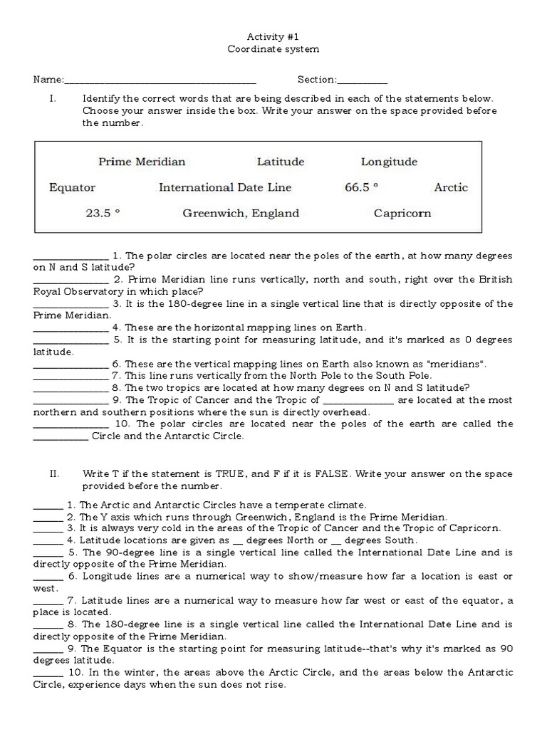 Coordinate System | PDF | Latitude | Equator