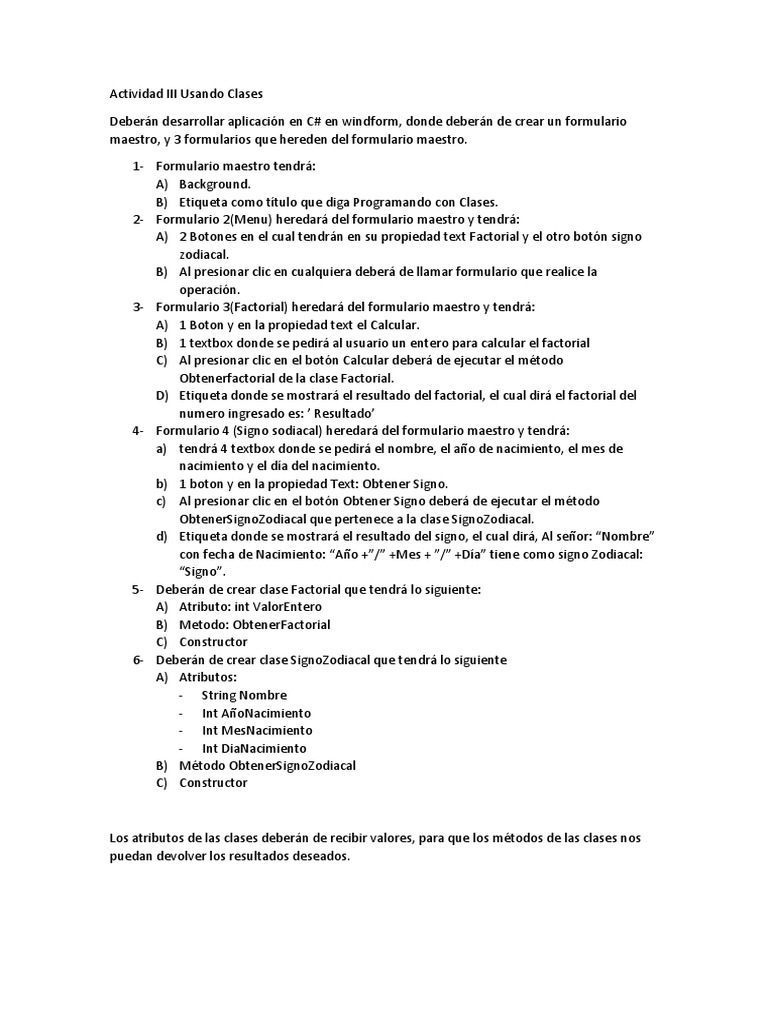 Actividad III Usando Clases | PDF