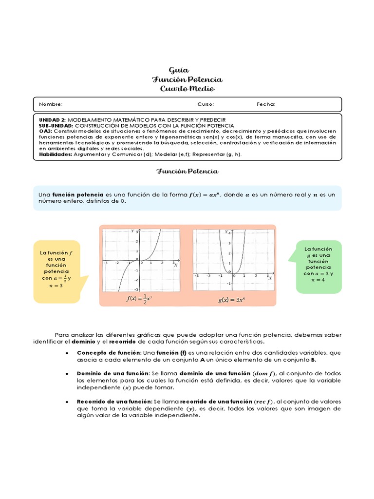 Guía Función Potencia Pdf Función Matemáticas Exponenciación