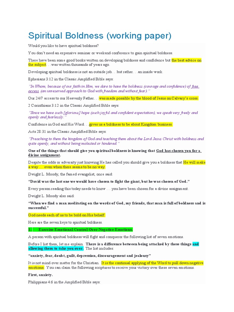 7 Keys To Spiritual Boldness | PDF