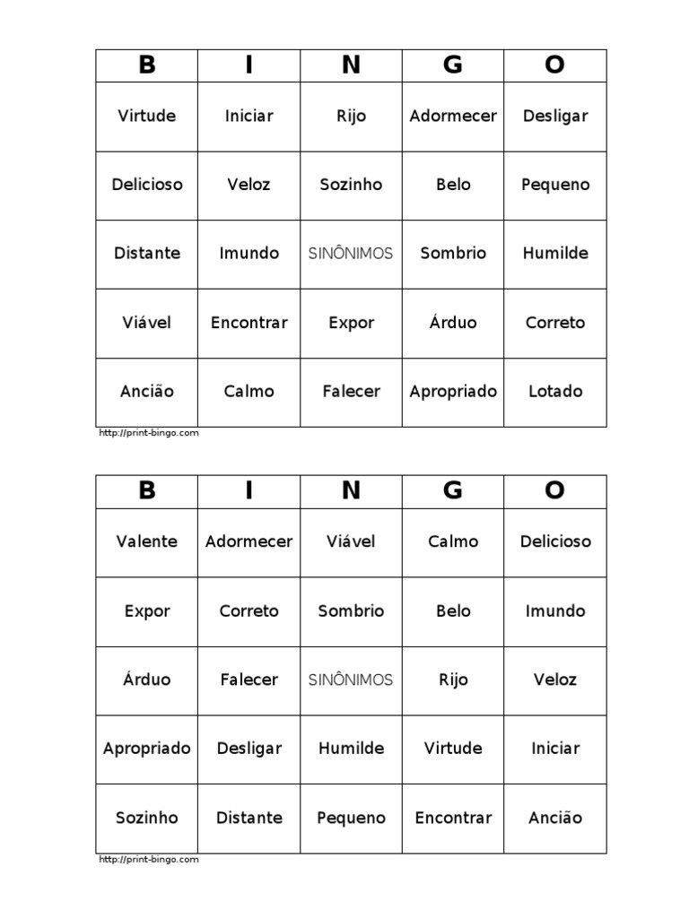 Print-Bingo-Com SINONIMOS | PDF