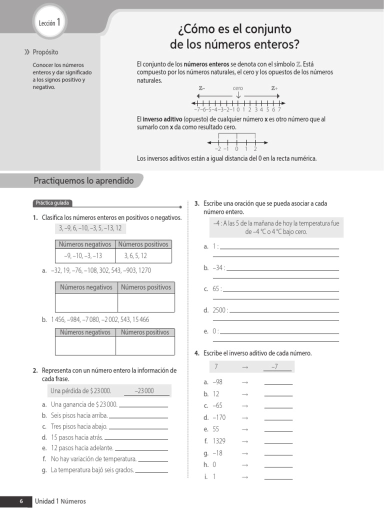 Guia 3 Repaso Numeros Enteros | Descargar gratis PDF | Sustracción | Entero