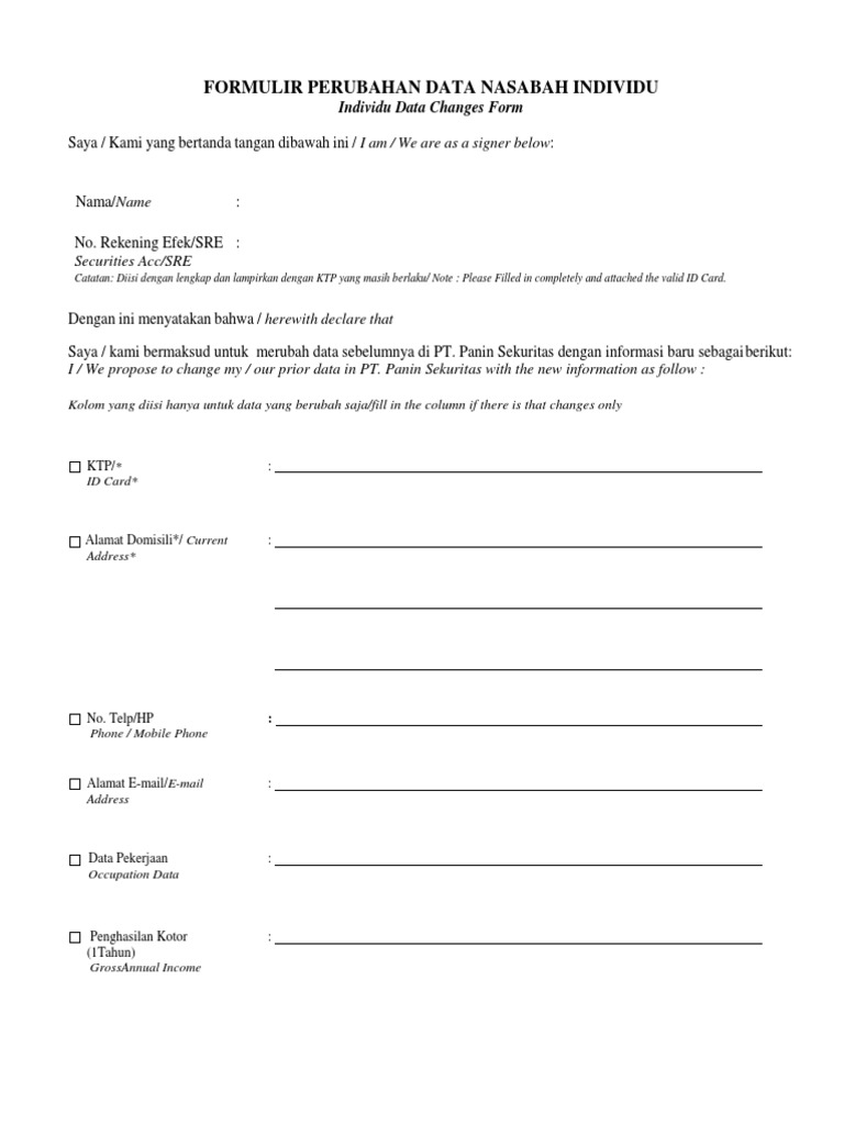 Formulir Perubahan Data Individu | PDF