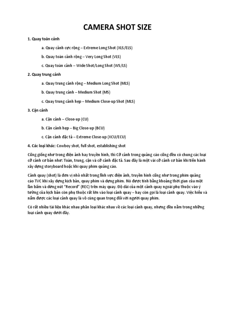 Camera Shot Size | PDF
