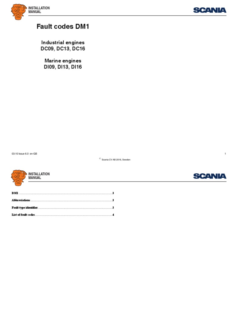 DM1 Fault Codes for Scania Engines | PDF | Diesel Engine | Engines