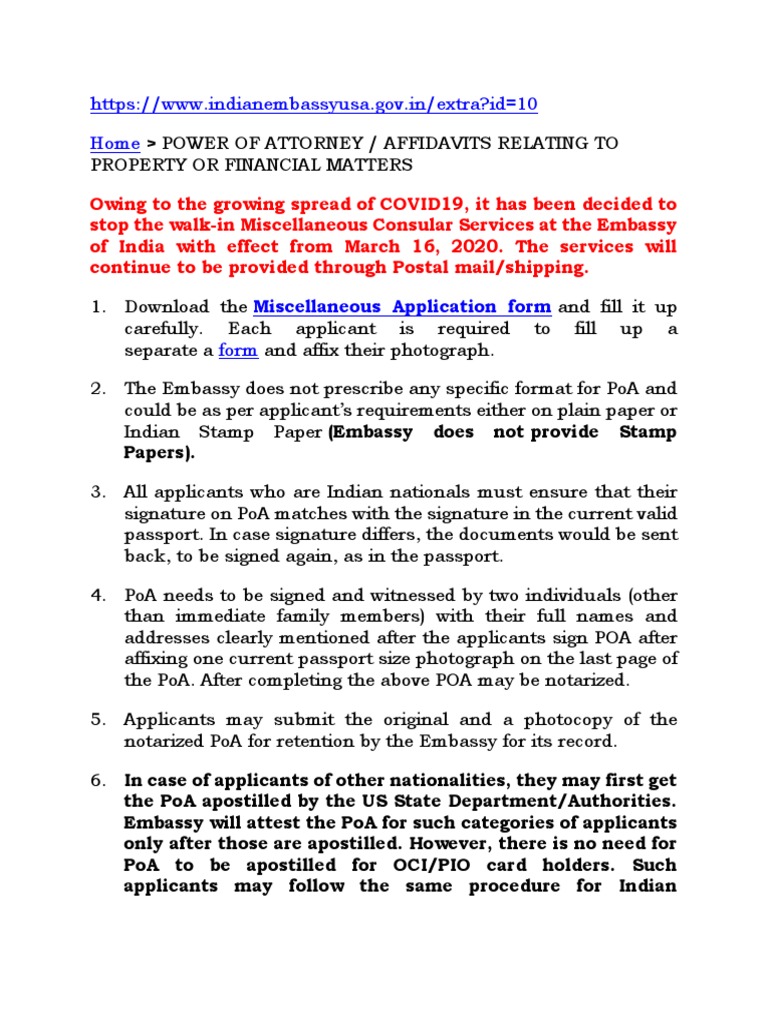 POA from Embassy | PDF