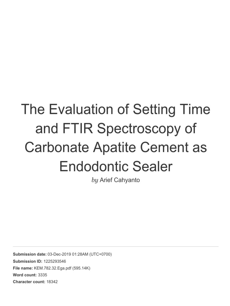The Evaluation of Setting Time and FTIR Spectroscopy of Carbonate ...