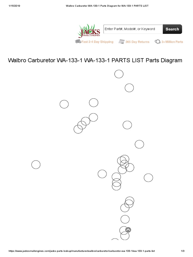 Walbro Carburetor WA-133-1 Parts Diagram For WA-133-1 PARTS LIST | PDF | Carburetor | Valve