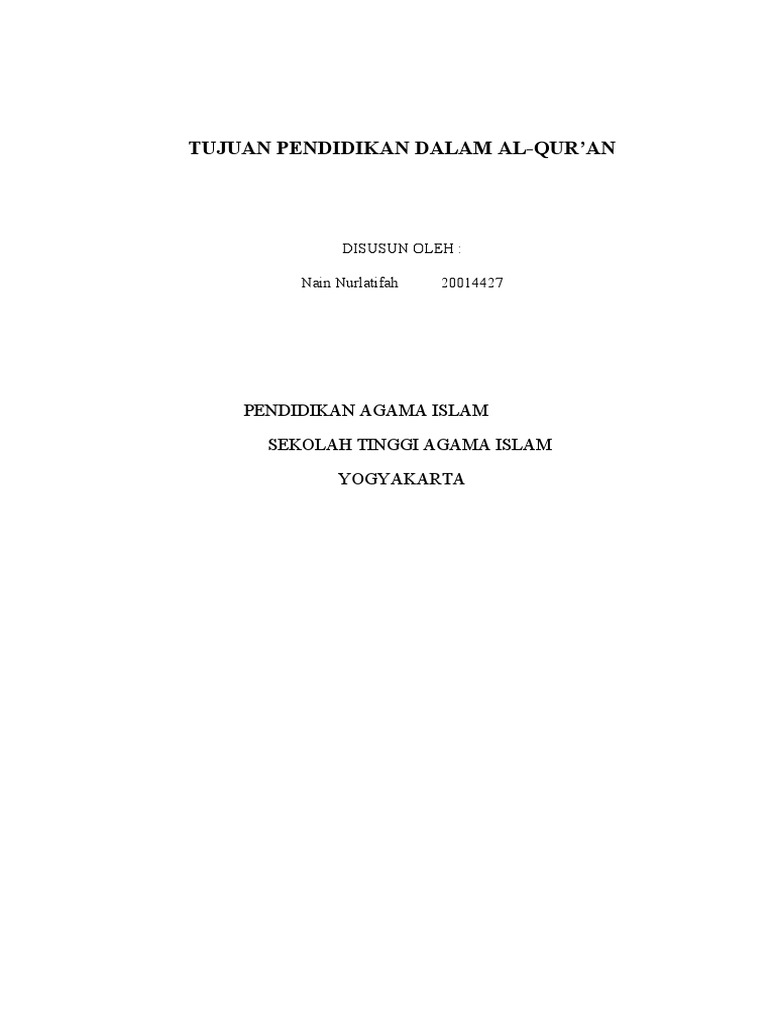 Tujuan Pendidikan Dalam Al Quran | PDF