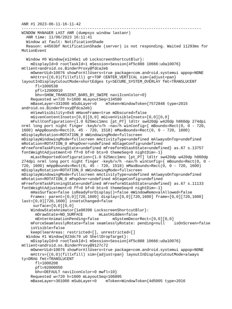 Dumpsys ANR WindowManager | PDF | Computing | System Software