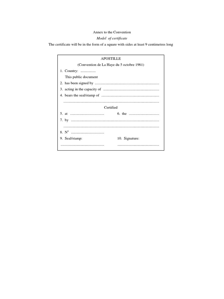 Apostille (Convention de La Haye du 5 octobre 1961) | PDF