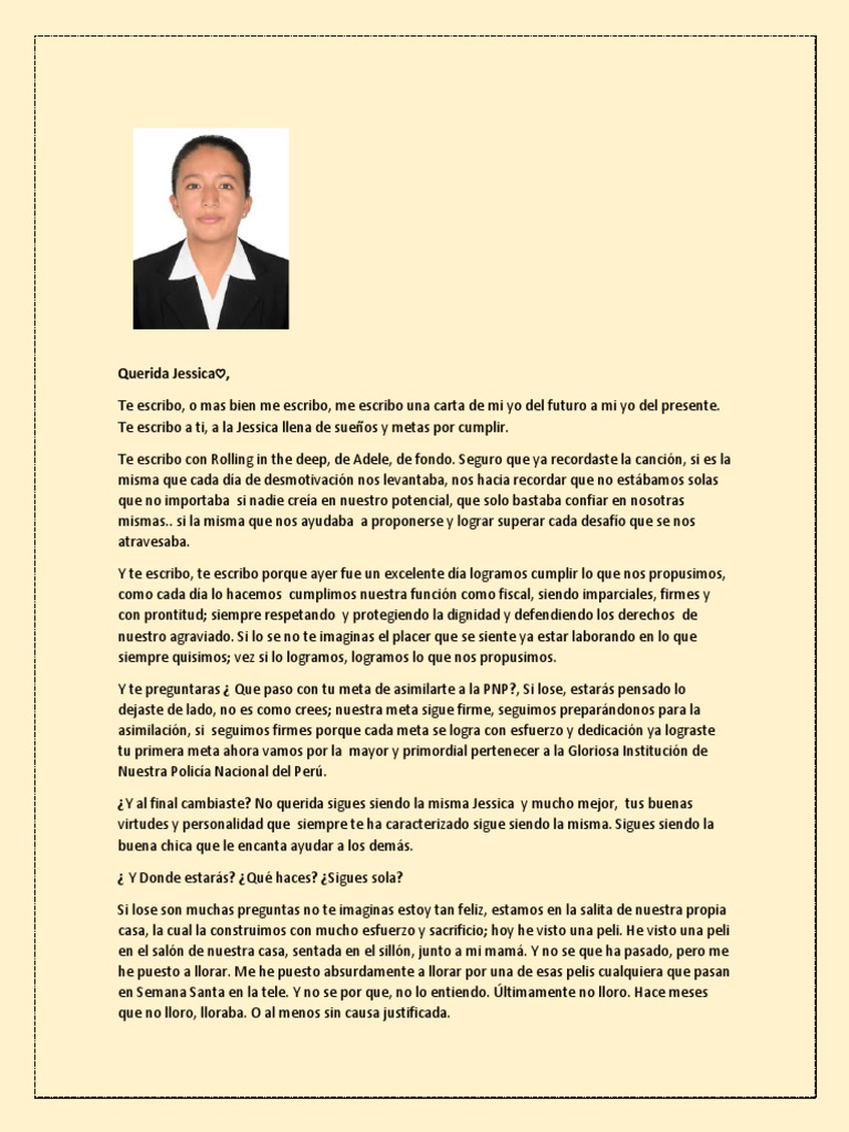 Carta a mi yo del futuro: Jessica | PDF