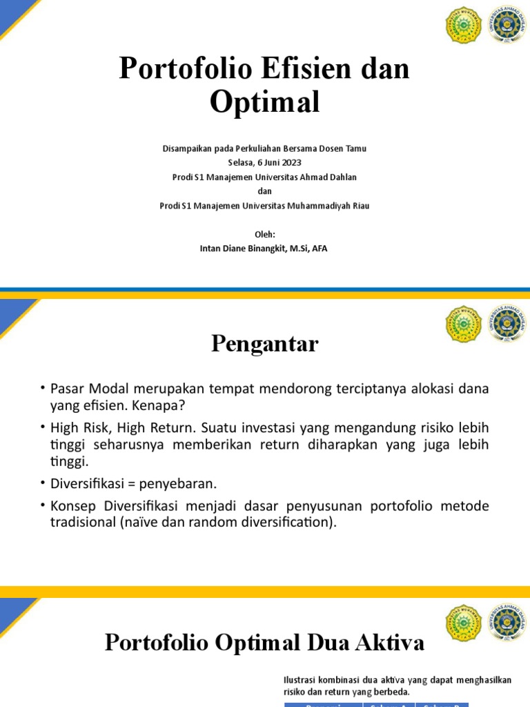 Portofolio Efisien Dan Optimal | PDF