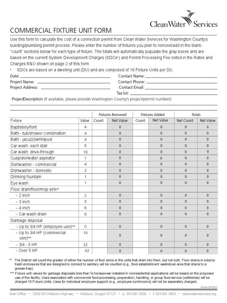 commercial-fixture-unit-form | PDF