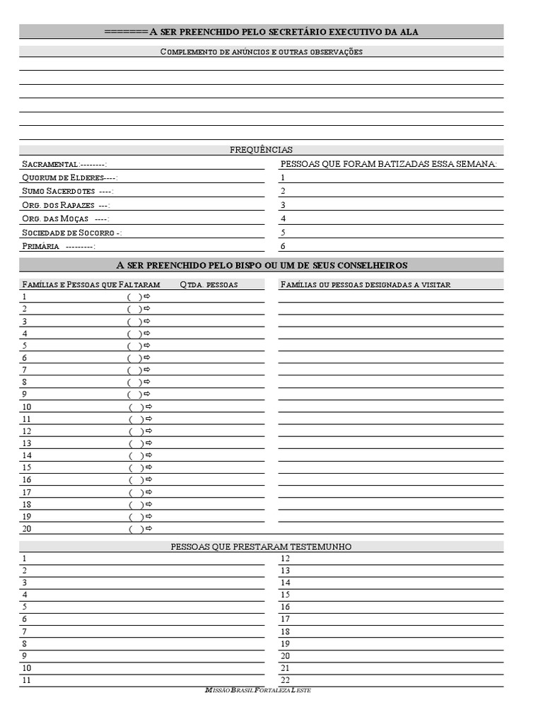 Ata de Reunião Sacramental 2021 - Vesão 0001 (Verso) | PDF