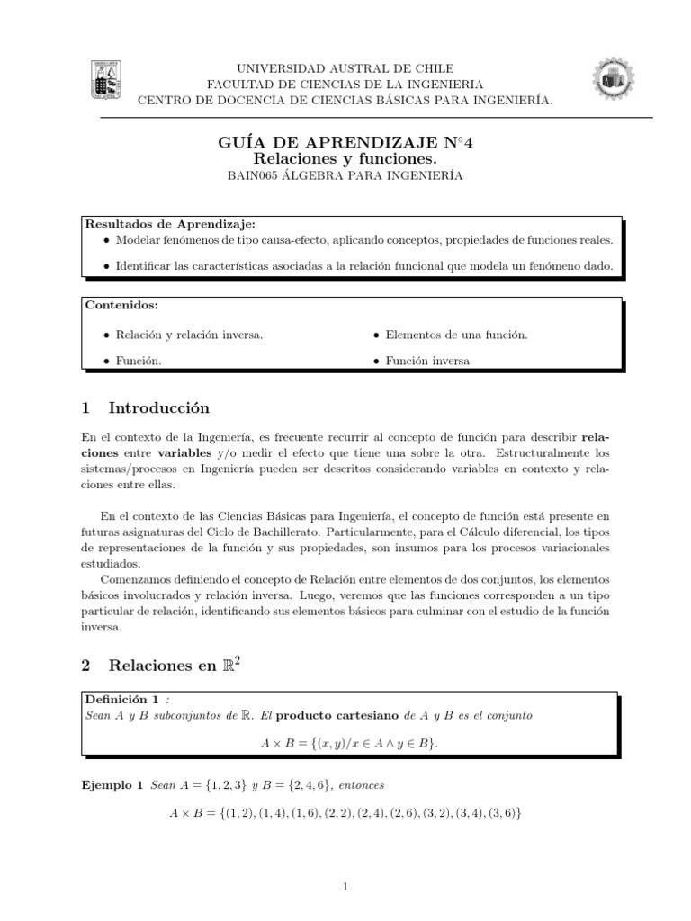 Guia4 - Relaciones - y - Funciones - 2021 (7836) | PDF | Función (Matemáticas) | Lógica