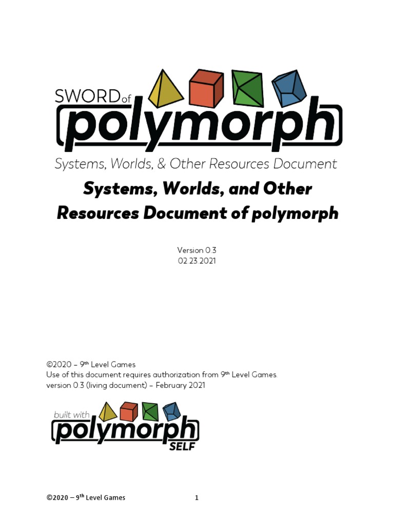 The Polymorph Framework v03 | PDF | Role Playing Games | Tabletop Role Playing Game