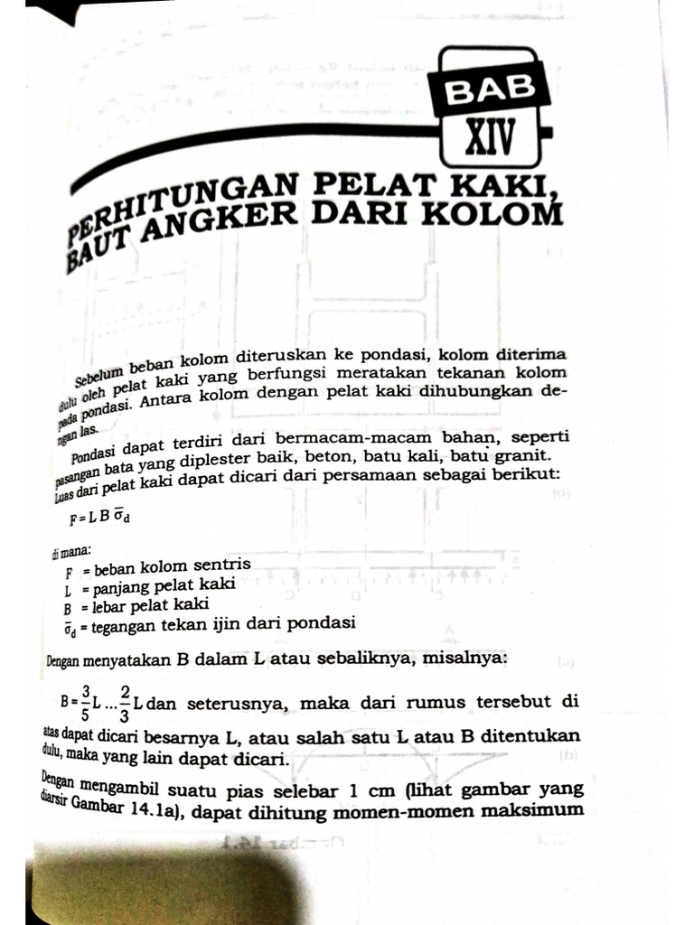 Perhitungan Pelat Kaki Baut Angker Dari Kolom | PDF