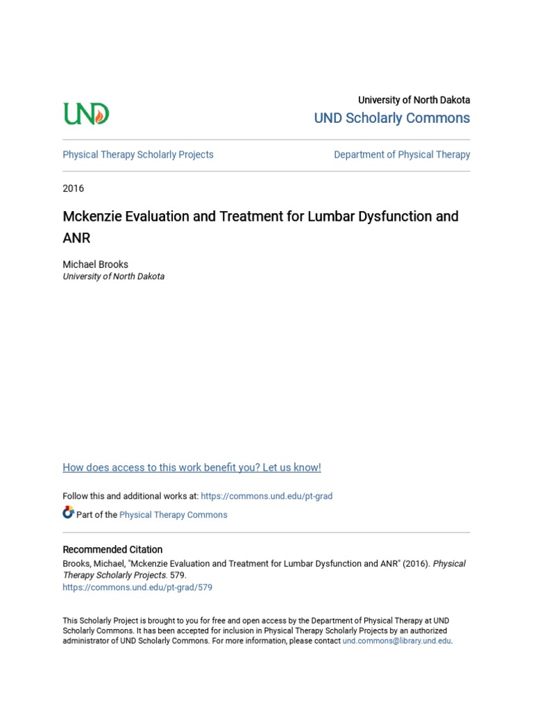Mckenzie Evaluation and Treatment For Lumbar Dysfunction and ANR | PDF ... Mckenzie Evaluation and Treatment For Lumbar Dysfunction and ANR | PDF ...
