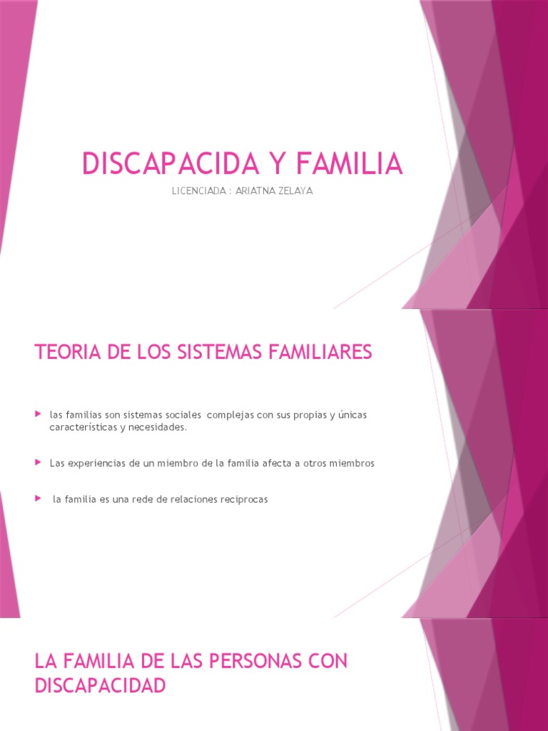Discapacida y Familia Diapositiva | PDF | Aprendizaje | Invalidez