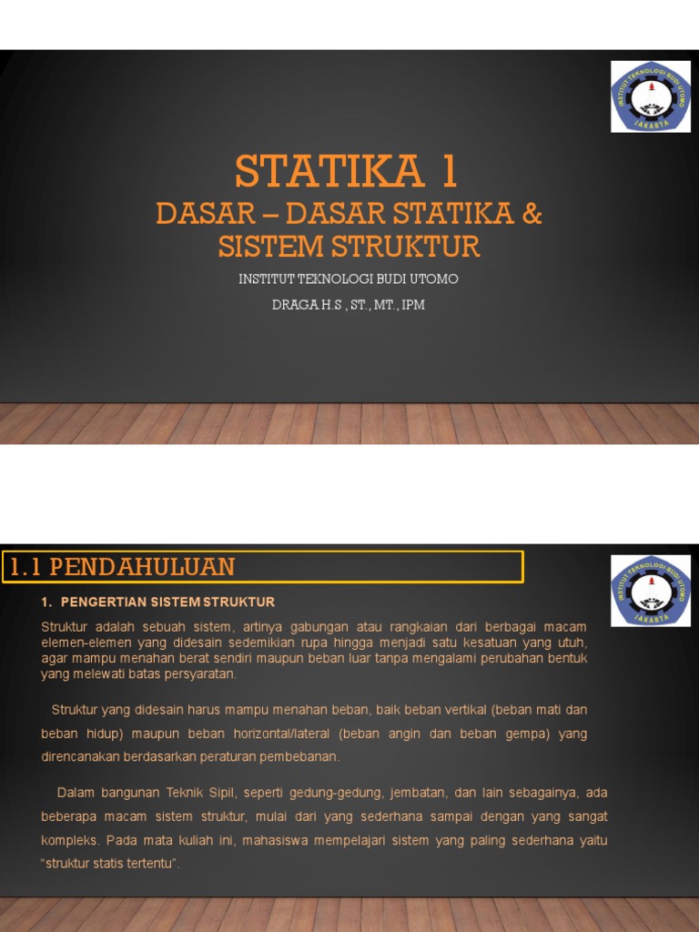 Materi Statika 1 Mektek 1 Pertemuan II P2T | PDF | Sains & Matematika