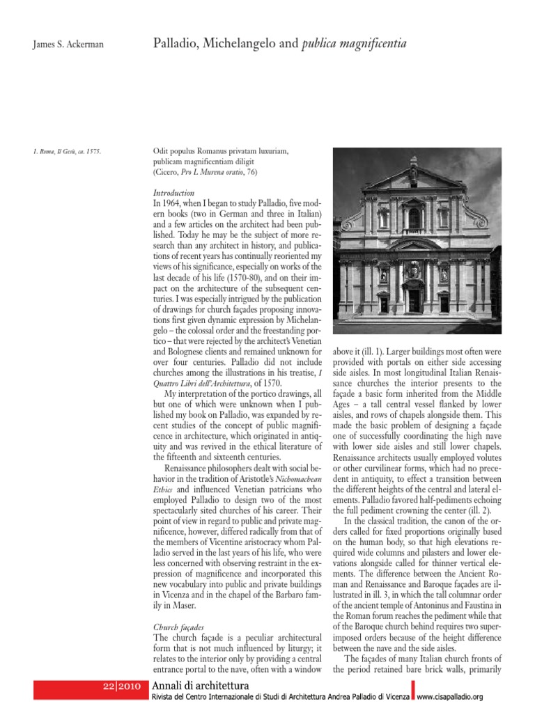 Ackerman on Palladio's Architectural Impact | PDF | Architectural ...