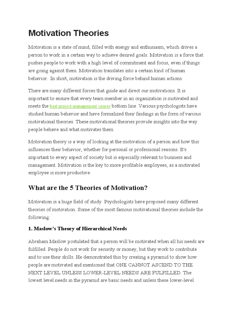What Are The 5 Theories of Motivation? | PDF | Motivational | Motivation