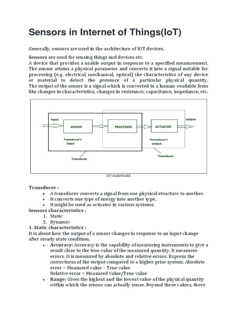 Understanding IoT Sensors and Their Types | PDF