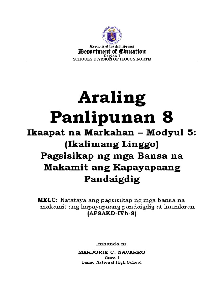 AP8 Q4 Mod5 Wk5 MELC5 MCNAVARRO. | PDF