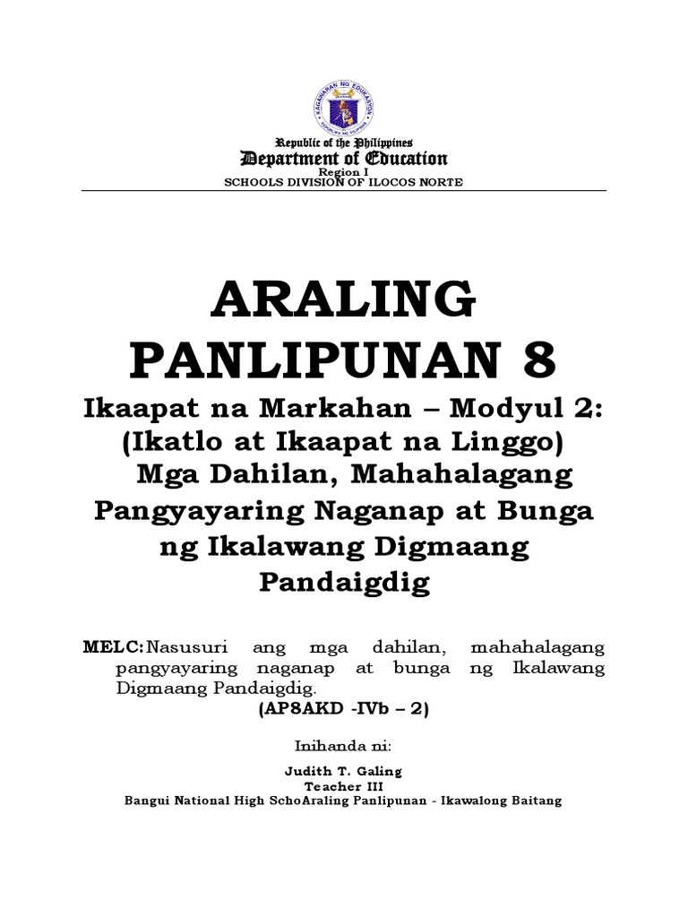 AP8 Q4 Mod2 Wk3 4 MELC2 JTGaling. | PDF