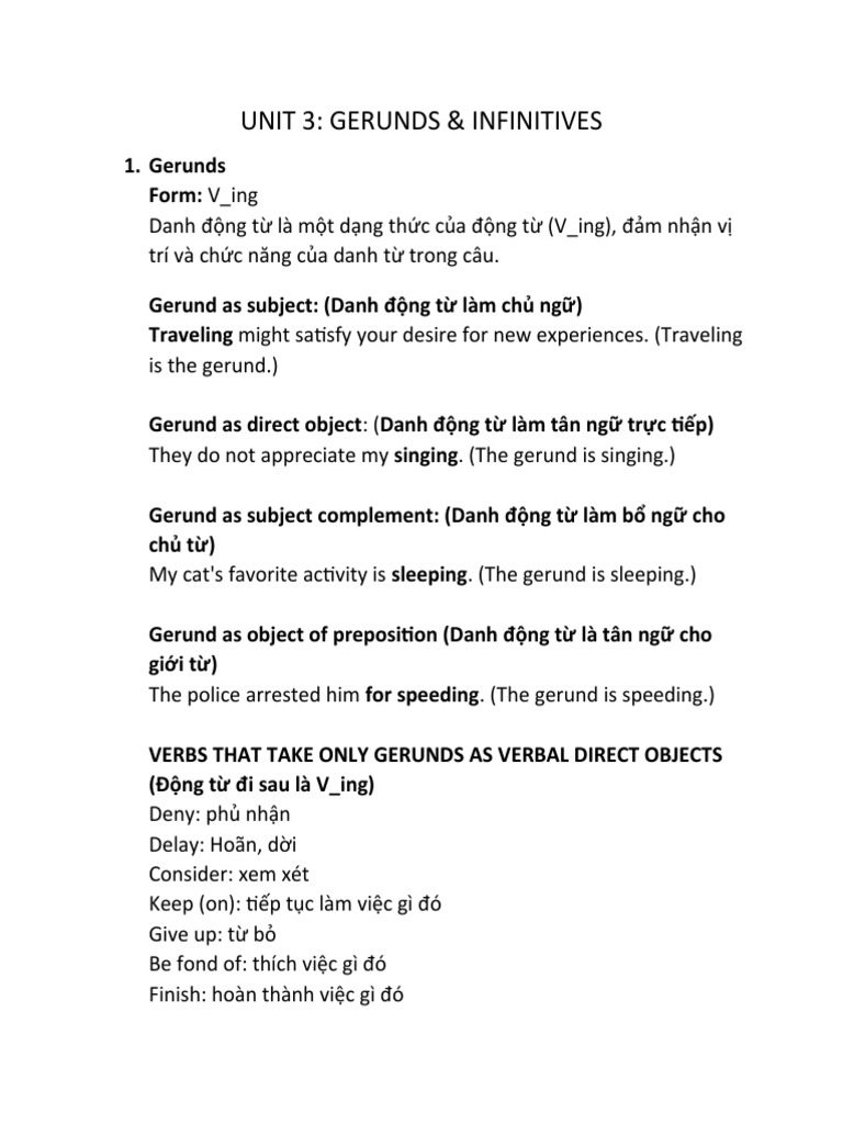 UNIT 3 Gerunds and Infinitives | PDF