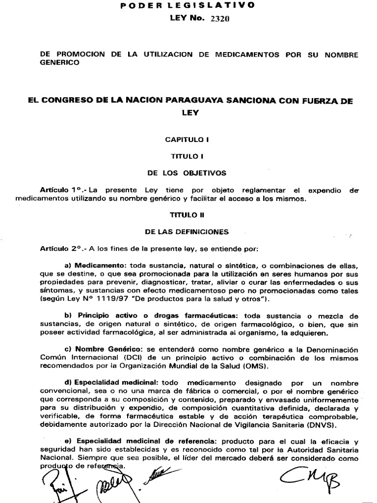 Ley 2320 DE PROMOCIÓN DE LA UTILIZACIÓN DE MEDICAMENTOS POR SU NOMBRE ...