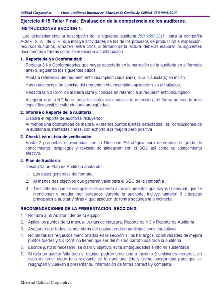 Taller Final Mayo 2021 | PDF | Auditoría | Contralor