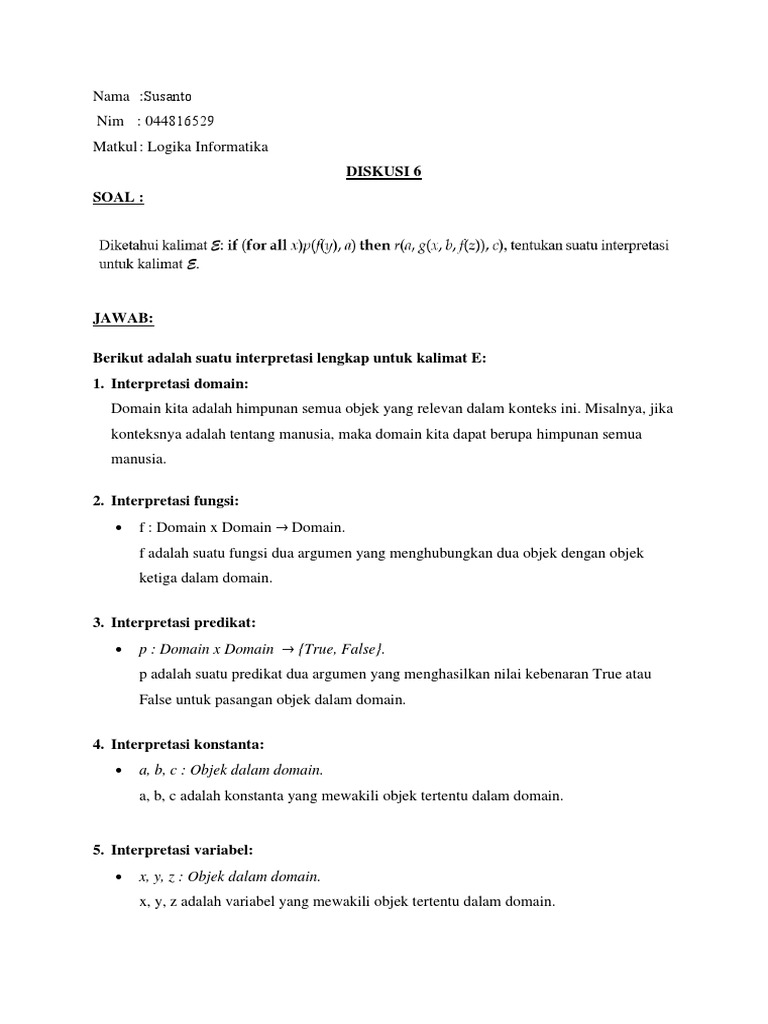 Diskusi 6 - Logika Informatika | PDF